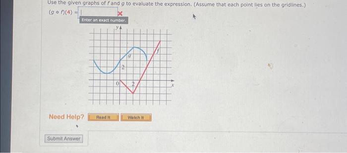 Solved Use the given graphs of f and g to evaluate the | Chegg.com