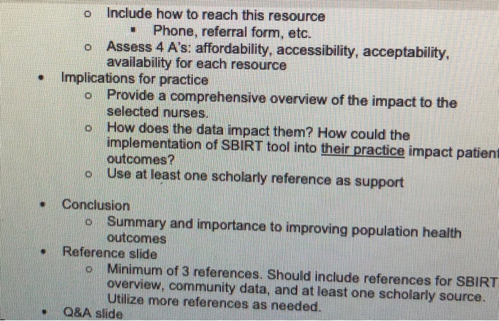 Solved SBIRT powerpoint example for alcohol use in people | Chegg.com