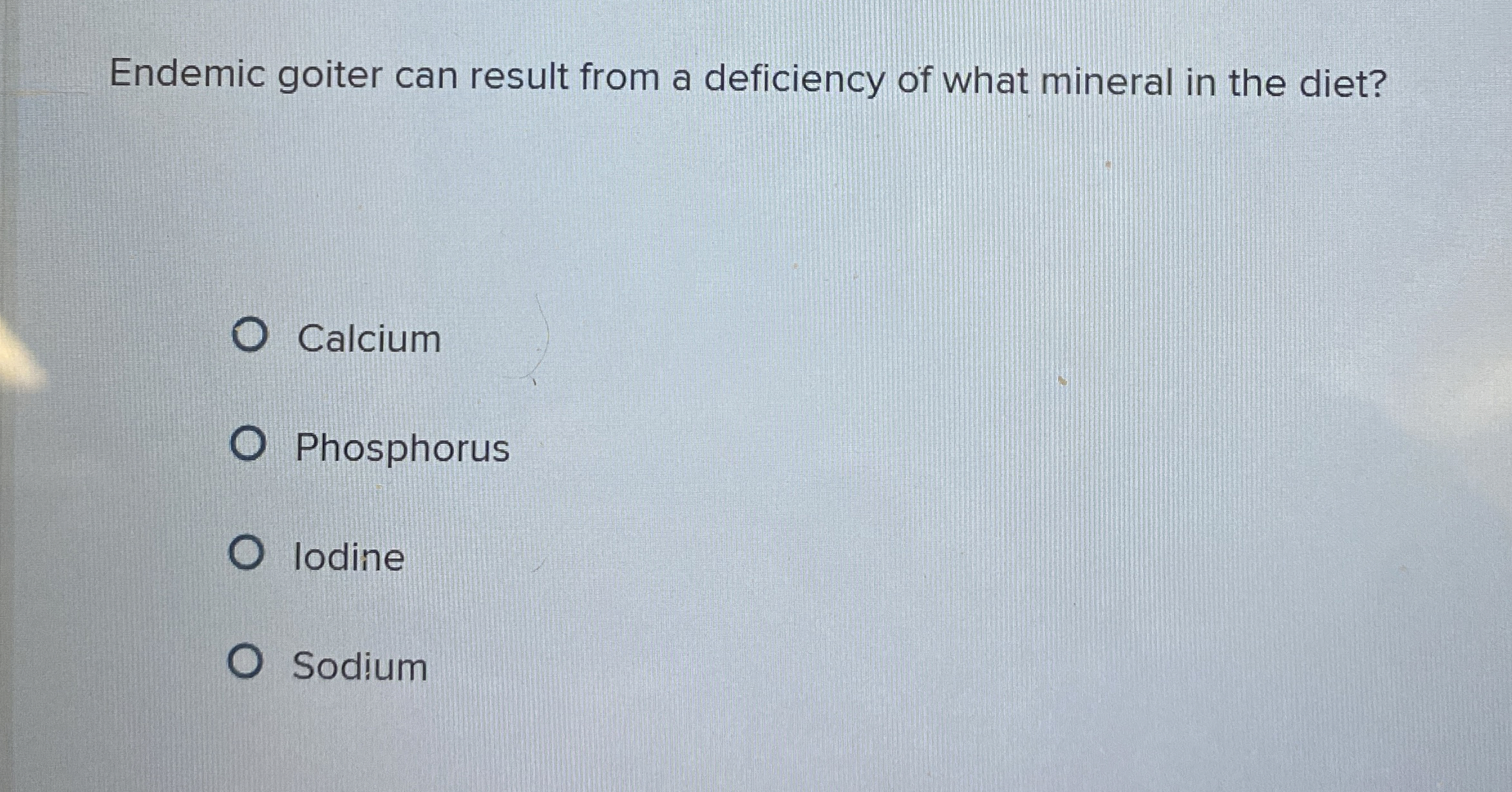 Endemic goiter can result from a deficiency of what | Chegg.com