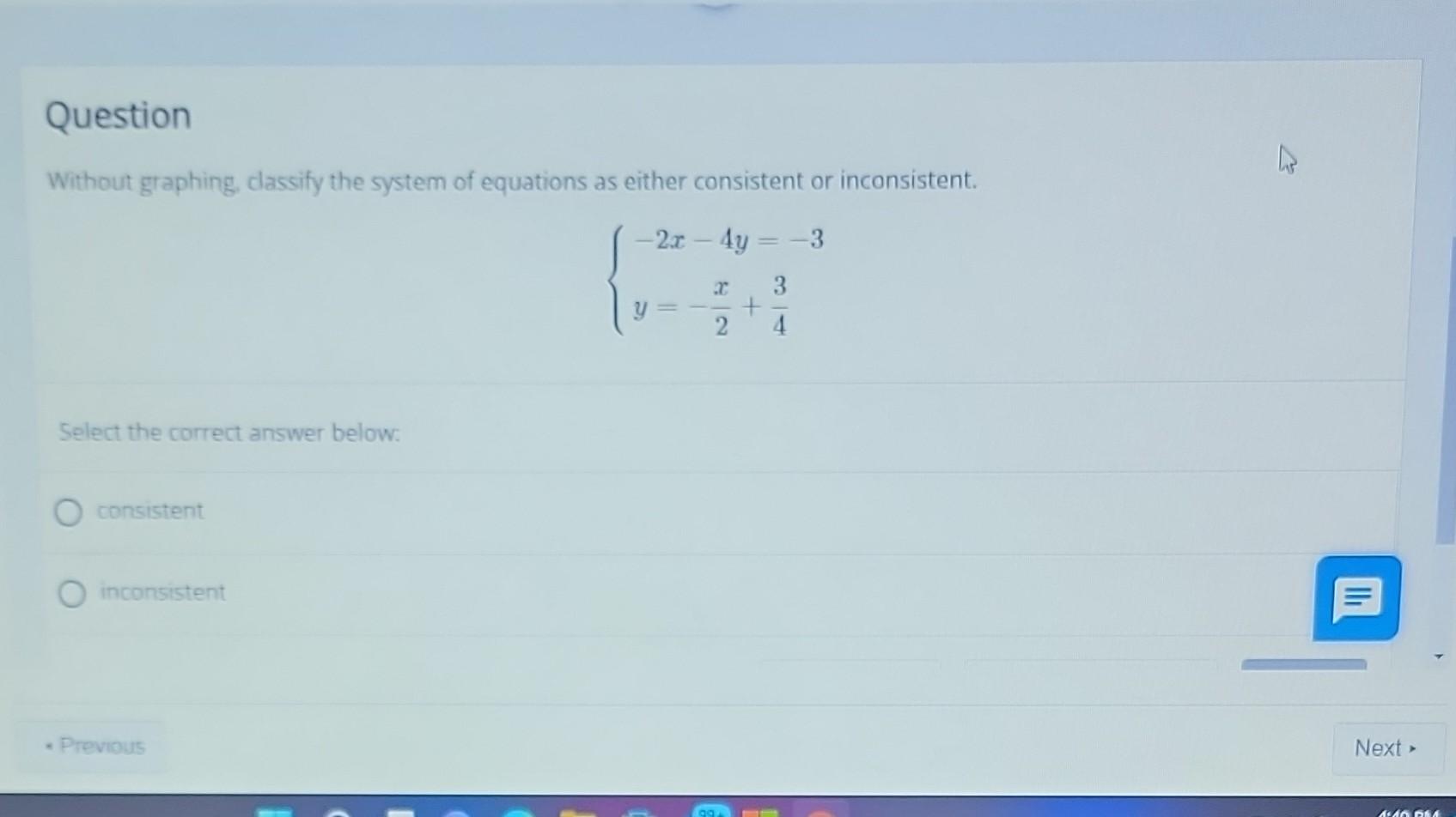 Solved Question Without graphing, classify the system of | Chegg.com