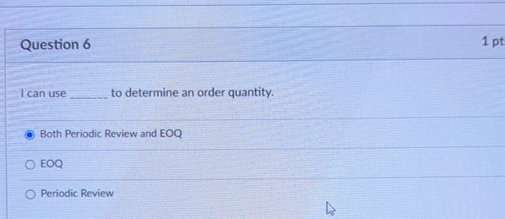 Solved Question 6I can use to determine an order | Chegg.com