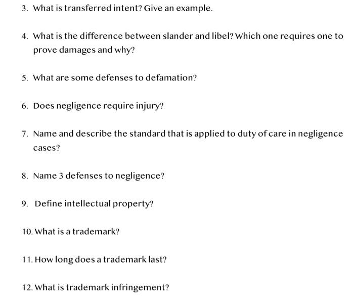 Solved 3. What is transferred intent? Give an example. 4. | Chegg.com