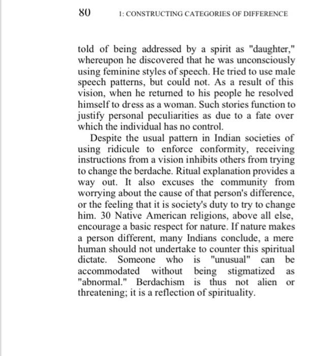Solved OT 9 6: THE BERDACHE TRADITIONS should be read as | Chegg.com