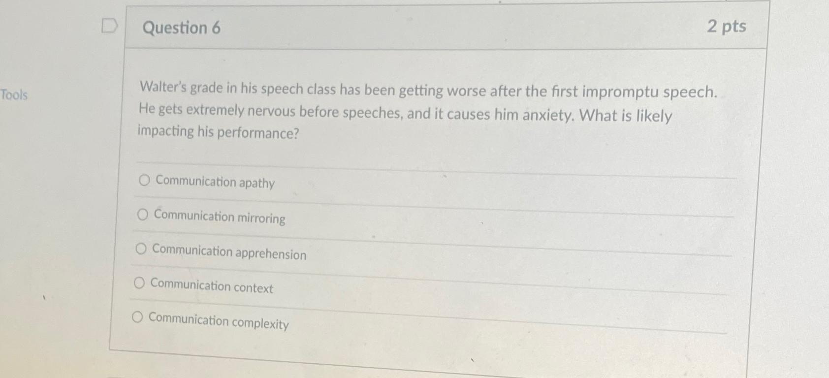 Solved Question 62 ﻿ptsWalter's grade in his speech class | Chegg.com