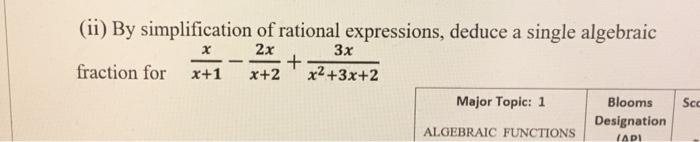 Solved (ii) By simplification of rational expressions, | Chegg.com
