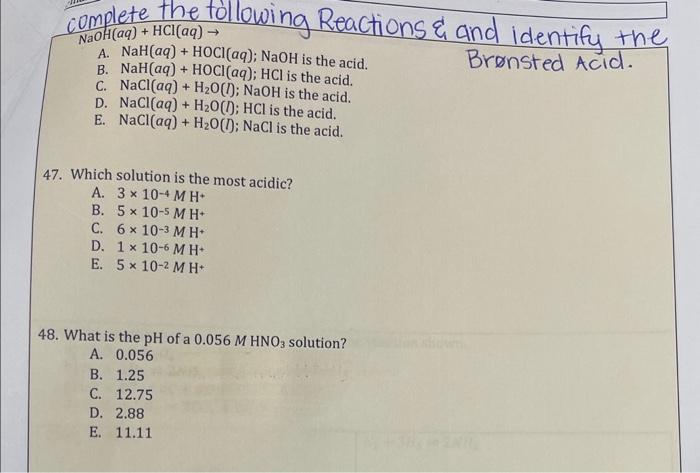 Solved complete the tollowing Reactions \& and identify the | Chegg.com