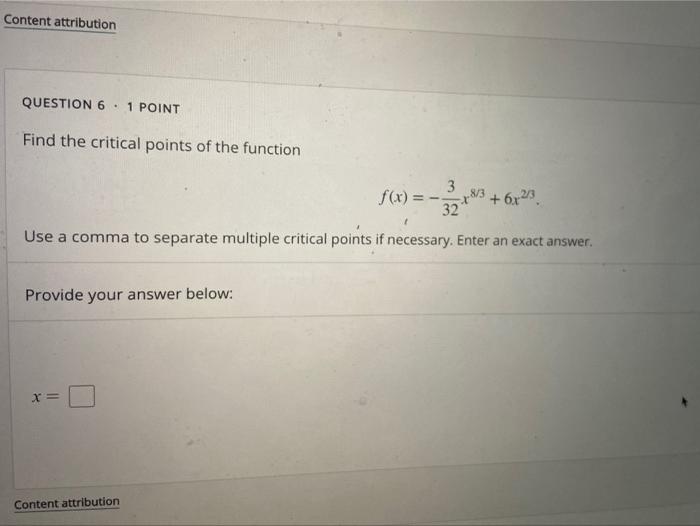 Solved Content attribution QUESTION 6.1 POINT Find the | Chegg.com