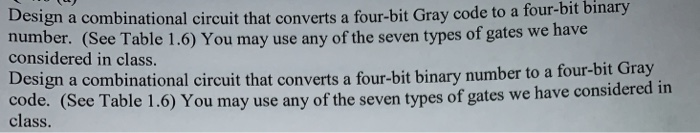 Solved Design a combinational circuit that converts a | Chegg.com