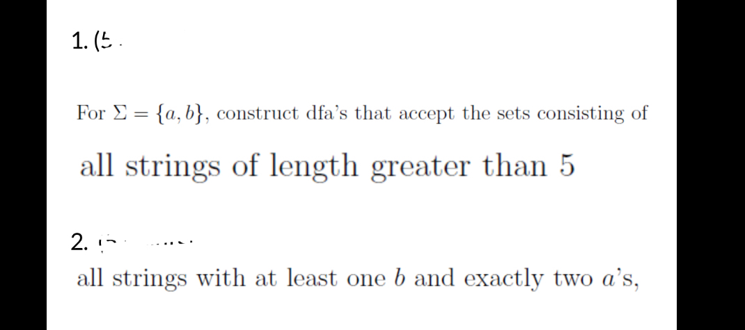 Solved (LFor Σ={a,b}, ﻿construct dfa's that accept the sets | Chegg.com