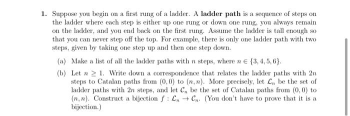 Solved 1. Suppose you begin on a first rung of a ladder. A | Chegg.com