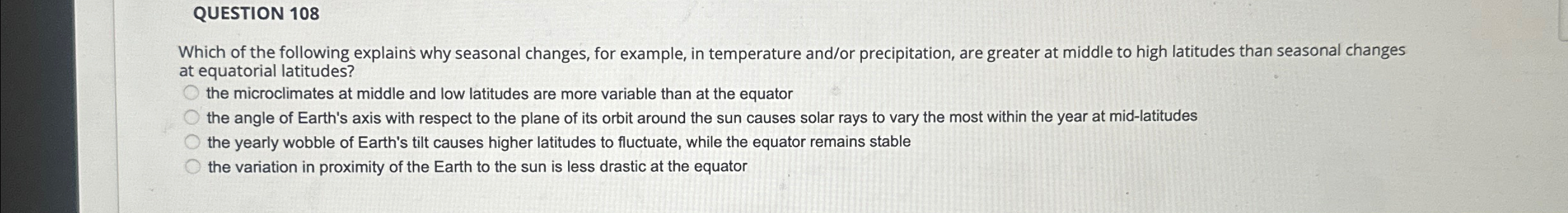 Solved QUESTION 108Which of the following explains why | Chegg.com