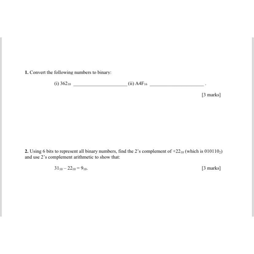 Solved Convert the following numbers to binary:(i) 36210[3 | Chegg.com