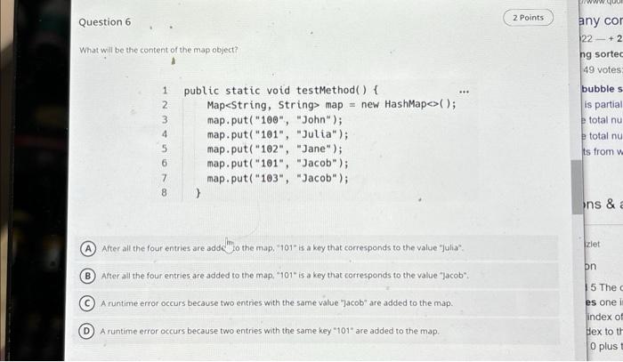 Solved What will be the content of the map object? public | Chegg.com