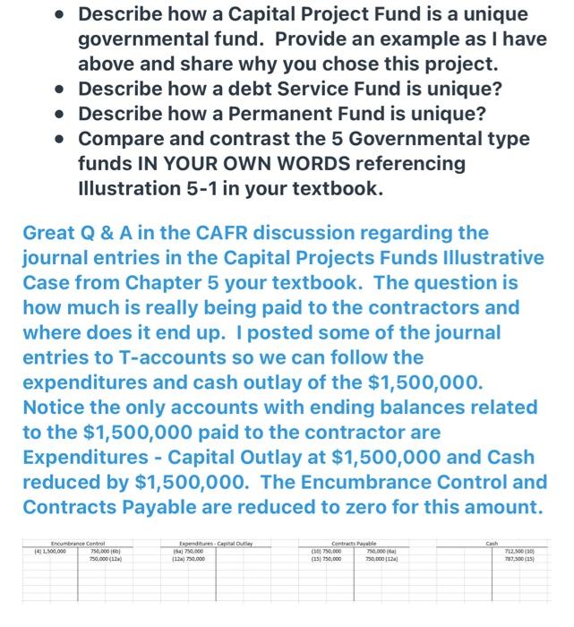 Describe how a Capital Project Fund is a unique | Chegg.com