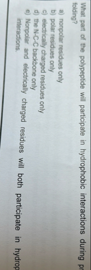 Solved What part of the polypeptide will participate in | Chegg.com