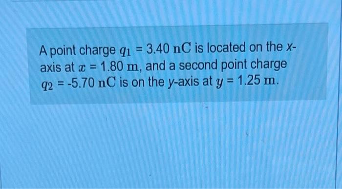 Solved point charge q1 = 3.40 nC is located on the x- axis | Chegg.com