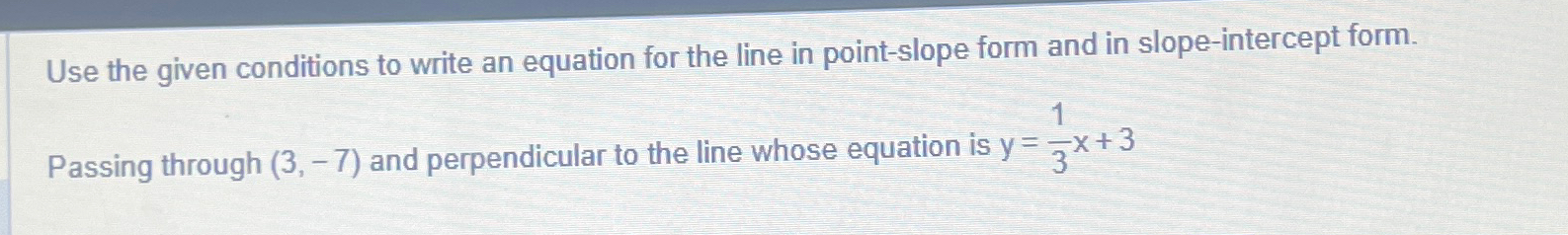 Solved Use the given conditions to write an equation for the | Chegg.com