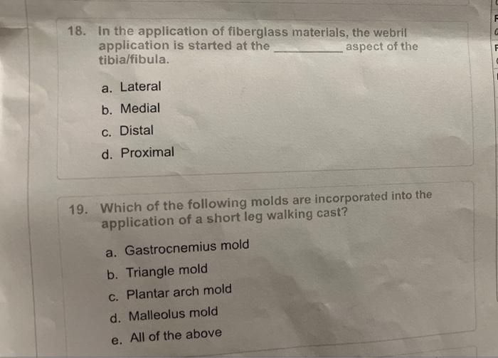 Solved 18. In the application of fiberglass materials, the | Chegg.com