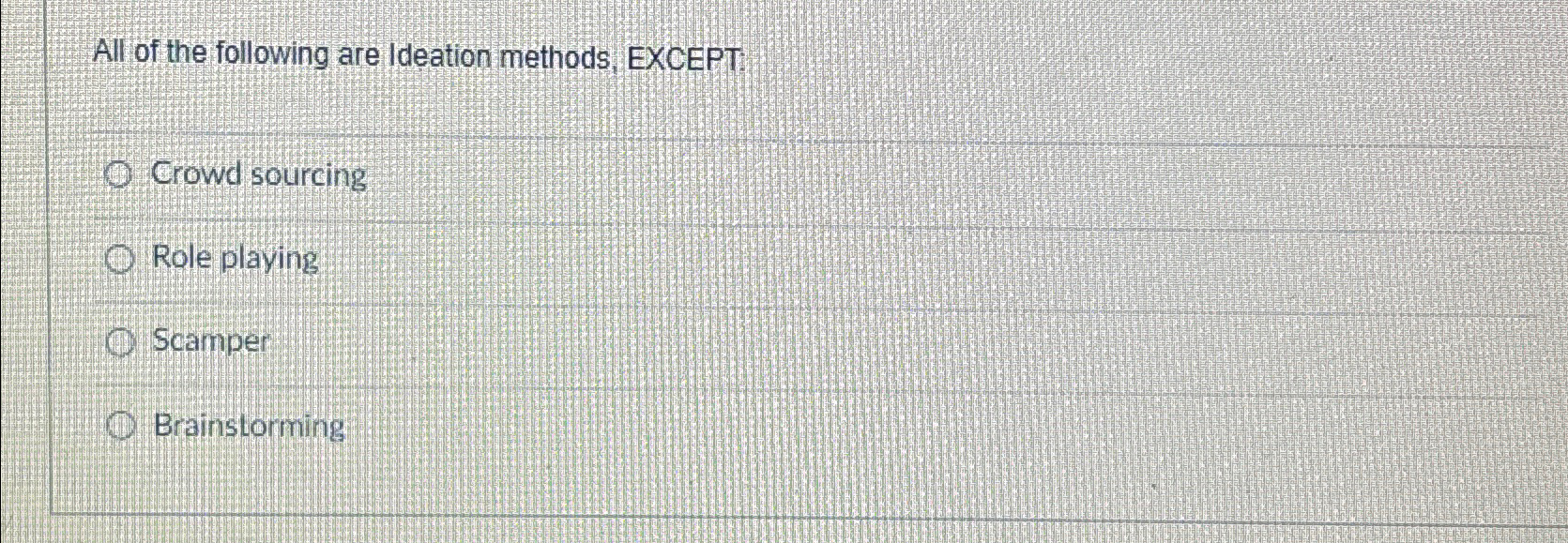 Solved All of the following are Ideation methods, | Chegg.com