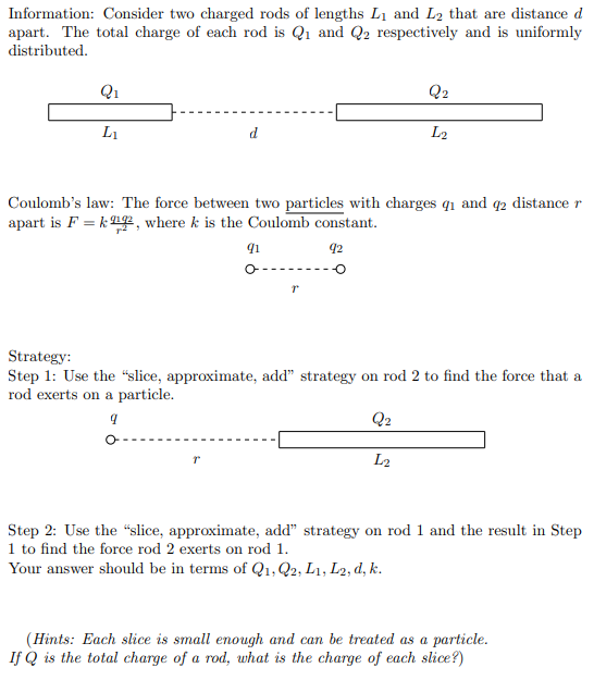 Solved Information: Consider two charged rods of lengths L1 | Chegg.com
