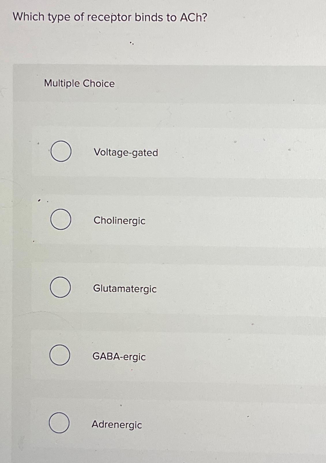 Solved Which type of receptor binds to ACh?Multiple | Chegg.com