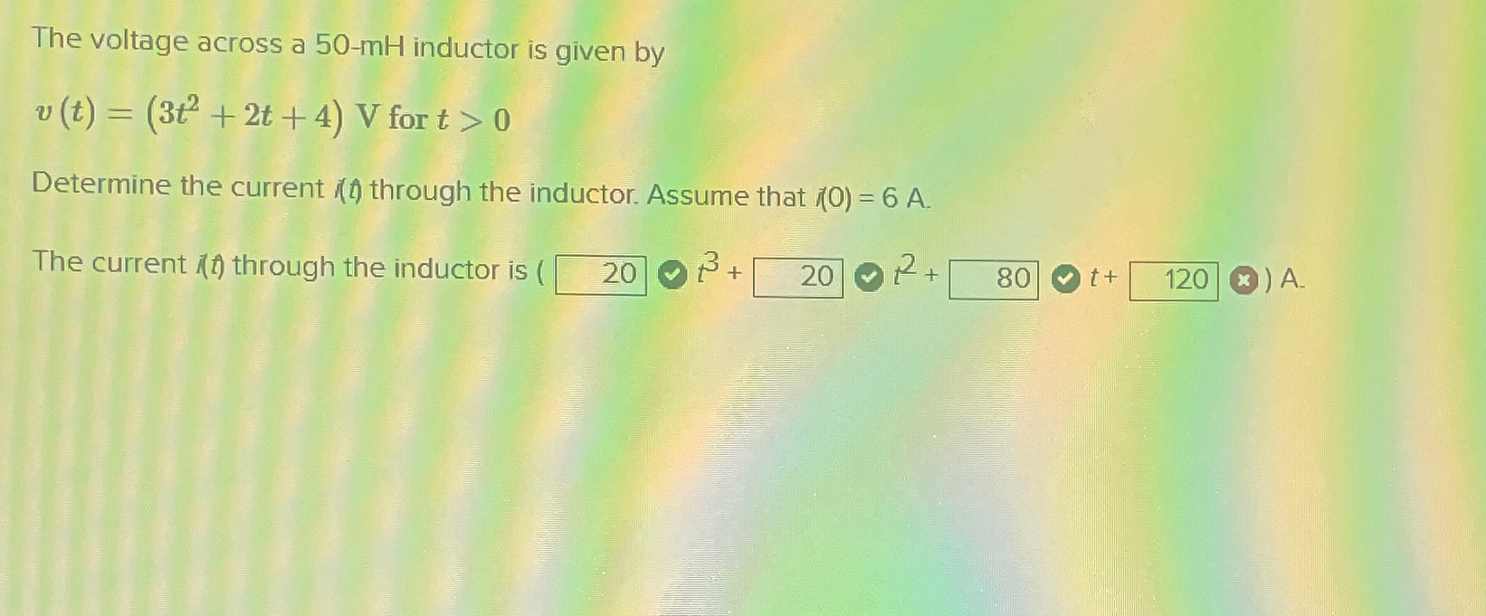 Solved The voltage across a 50-mH ﻿inductor is given | Chegg.com