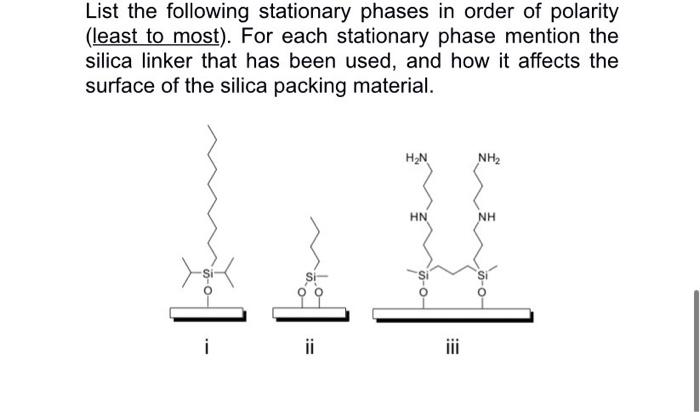 Solved List the following stationary phases in order of | Chegg.com