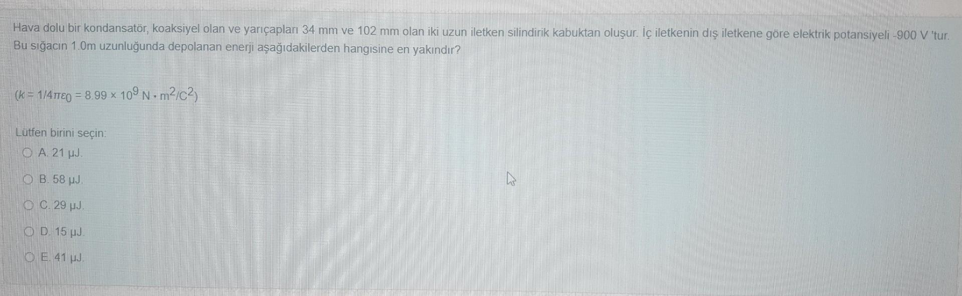 Solved Hava dolu bir kondansatör, koaksiyel olan ve | Chegg.com Solved Hava dolu bir kondansatör, koaksiyel olan ve | Chegg.com