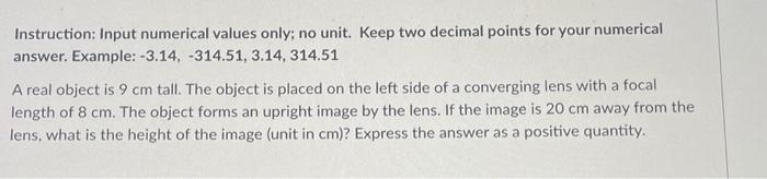 Solved Instruction Input Numerical Values Only No Unit