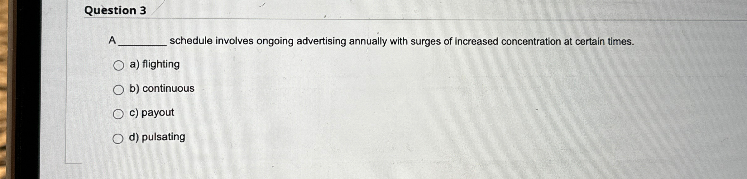 Solved Question 3A schedule involves ongoing advertising | Chegg.com