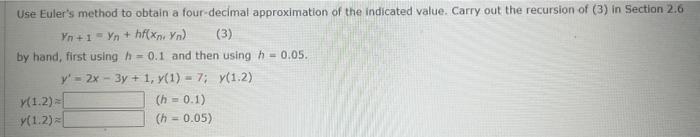 [solved] Use Euler S Method To Obtain A Four Decimal A