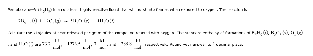 Solved Pentaborane -9(B5H9) ﻿is a colorless, highly reactive | Chegg.com