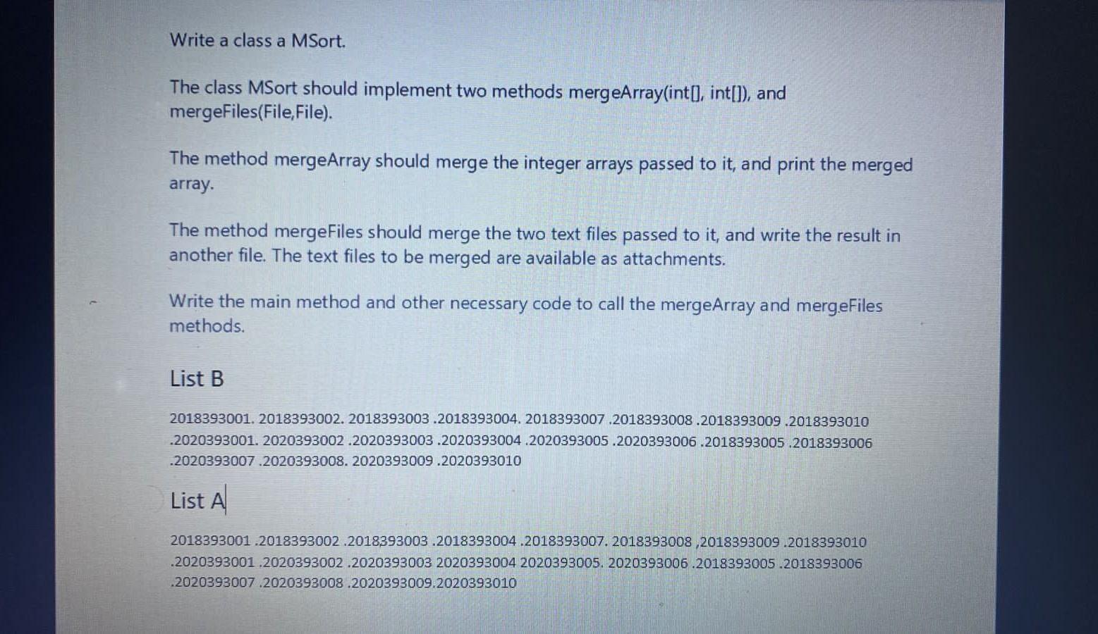 Solved Write a class a MSort. The class MSort should | Chegg.com Solved Write a class a MSort. The class MSort should | Chegg.com