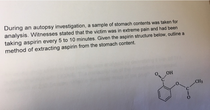Solved During an autopsy investigation, a sample of stomach | Chegg.com