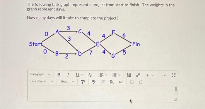 Solved The following task graph represent a project from | Chegg.com