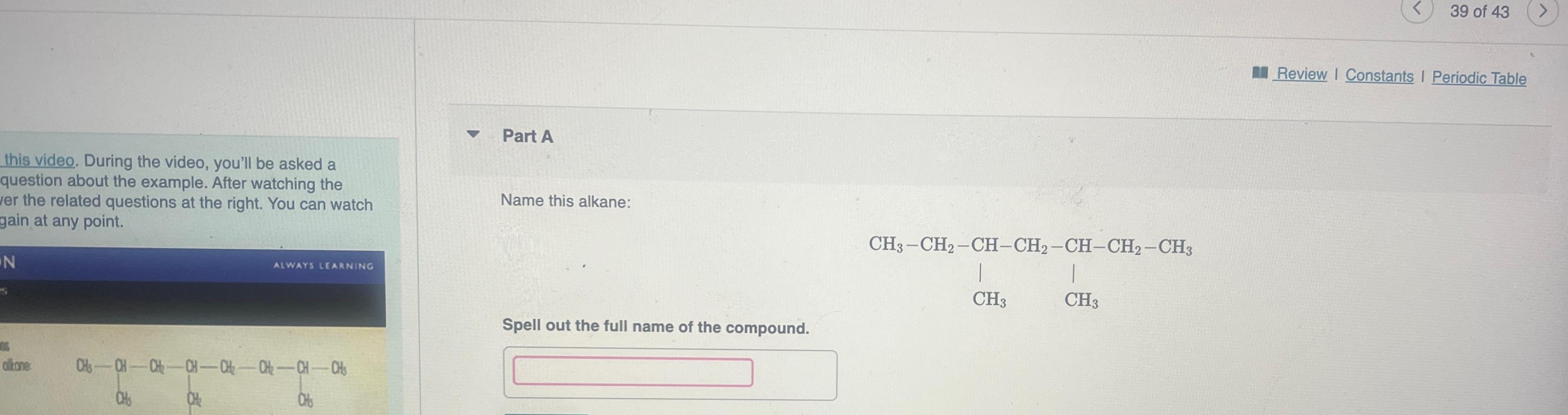 Solved 39 ﻿of 43ReviewConstantsPeriodic TablePart Athis | Chegg.com