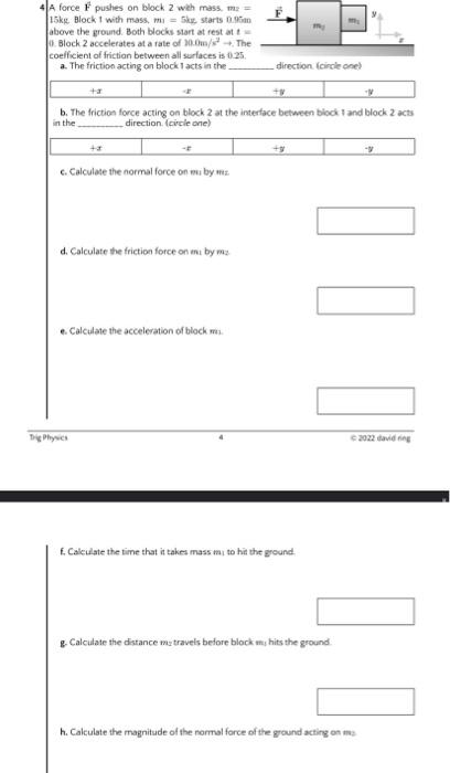 b. The friction force acting on block 2 at the | Chegg.com