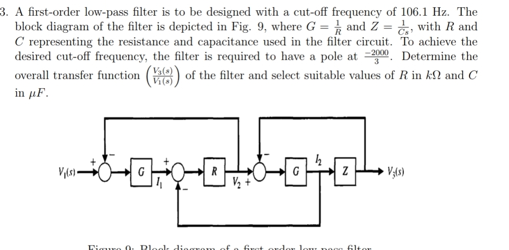 Solved A first-order low-pass filter is to be designed with | Chegg.com