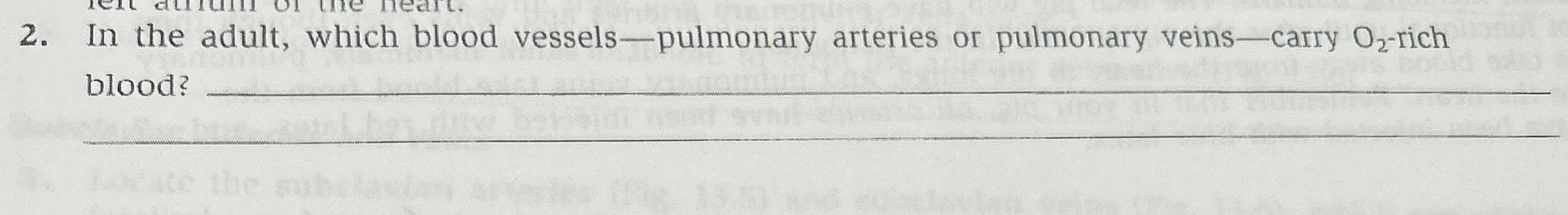 Solved In the adult, which blood vessels-pulmonary arteries | Chegg.com
