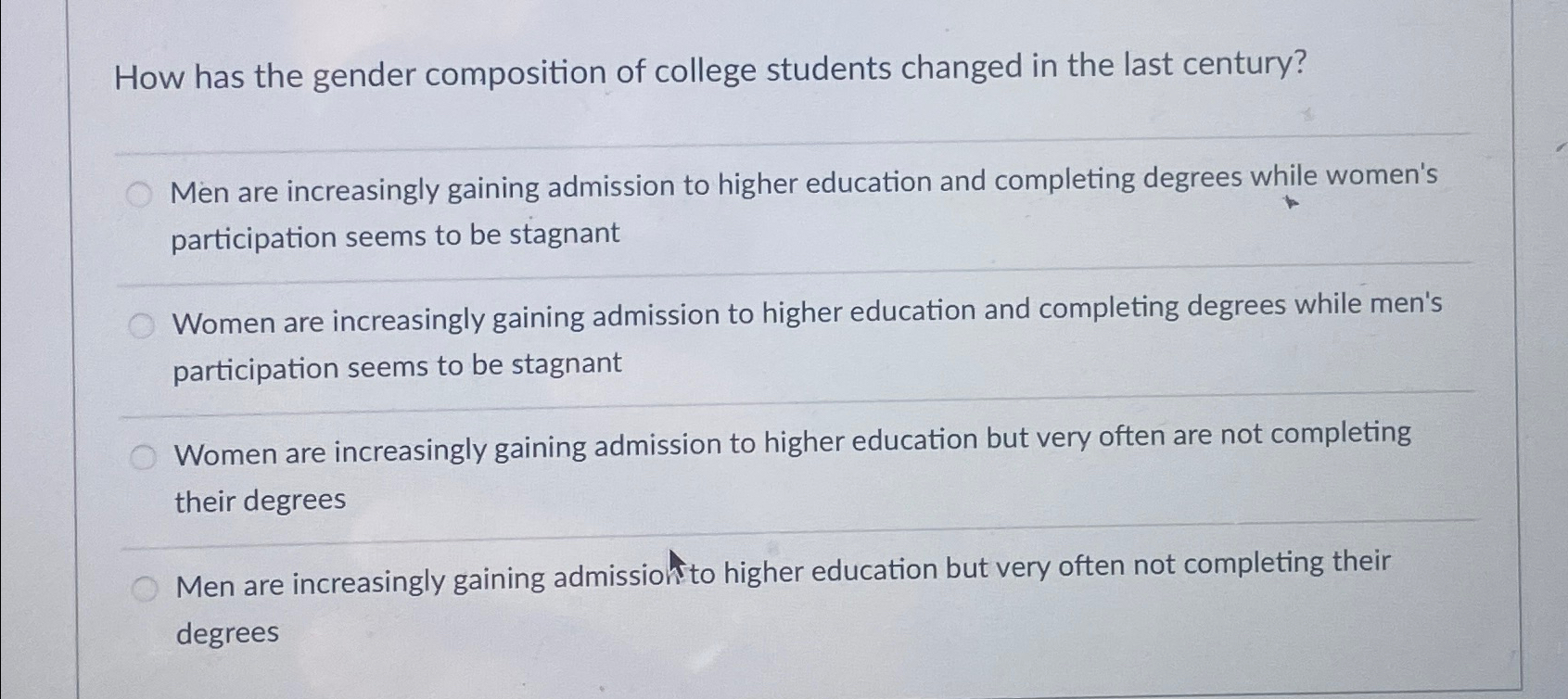 Solved How has the gender composition of college students | Chegg.com