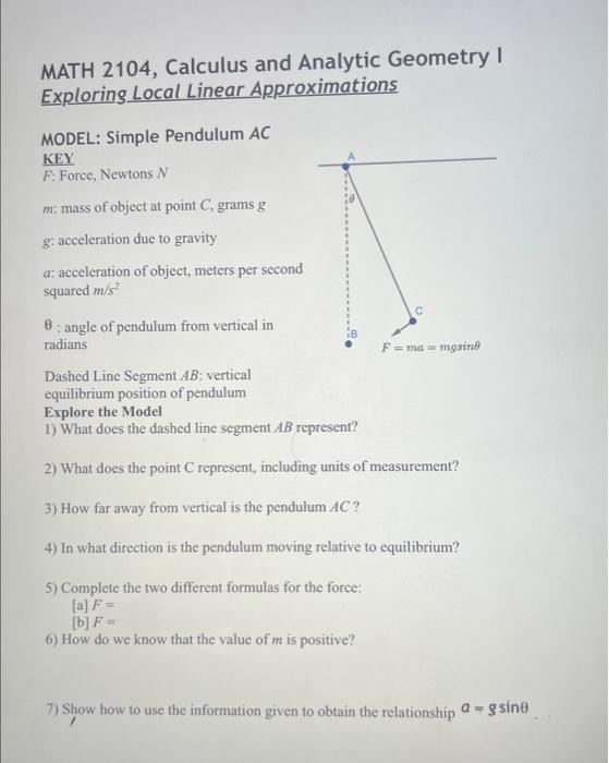 Solved Math 2104 Calculus And Analytic Geometry I Exploring