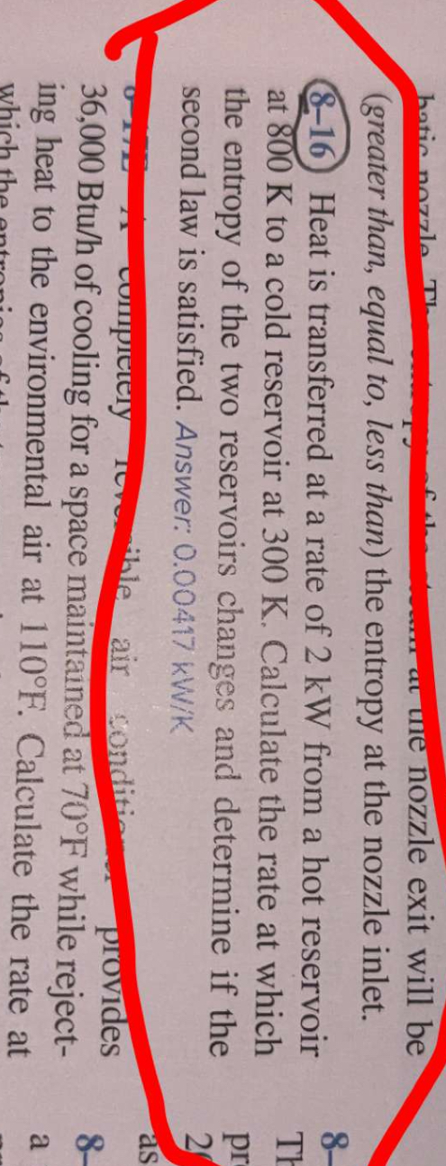 Solved 8-16) ﻿Heat is transferred at a rate of 2 ﻿kW from a | Chegg.com