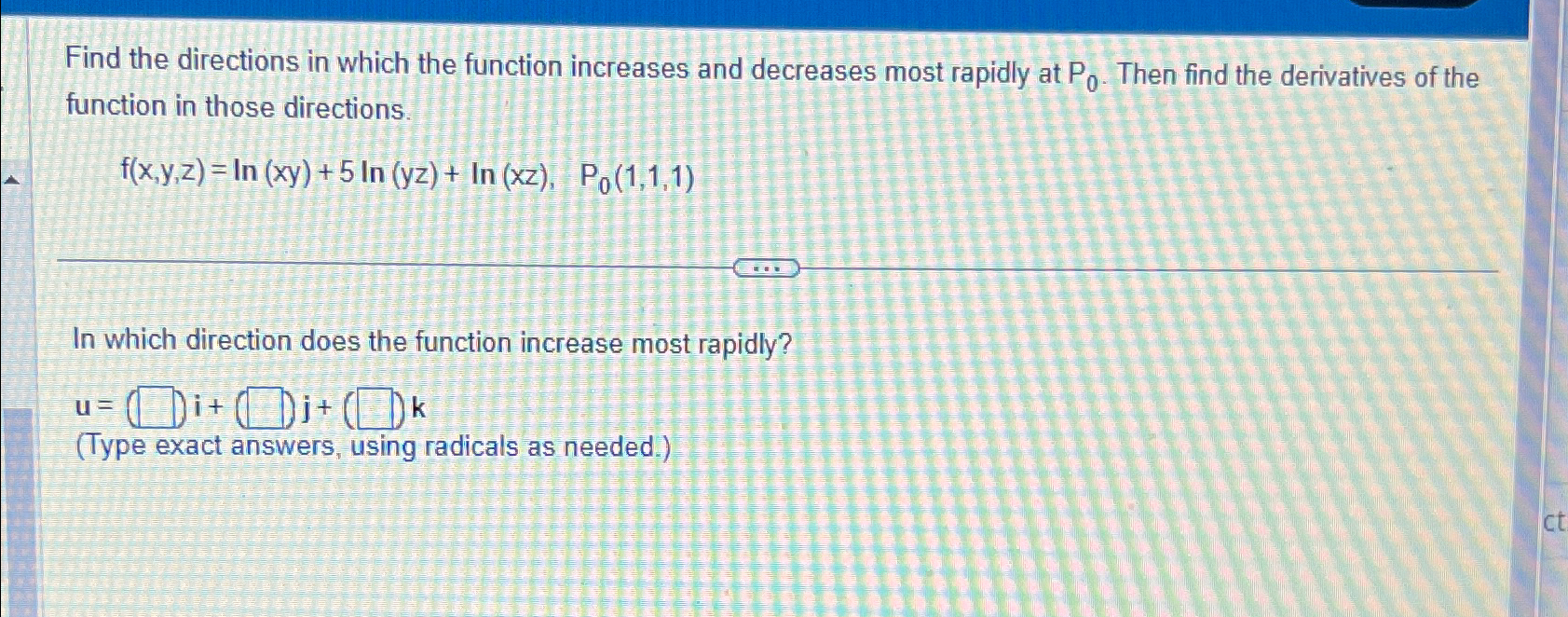 Solved Find the directions in which the function increases | Chegg.com