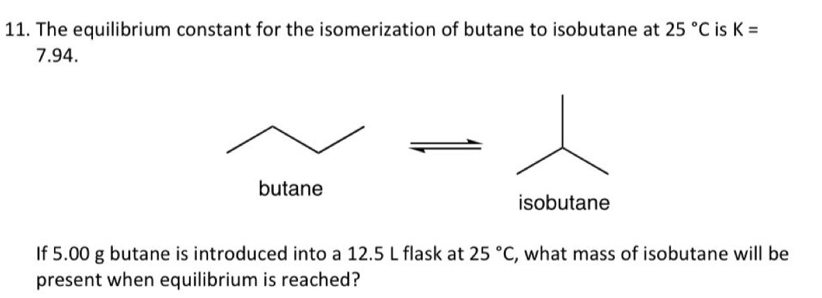 Solved The equilibrium constant for the isomerization of | Chegg.com