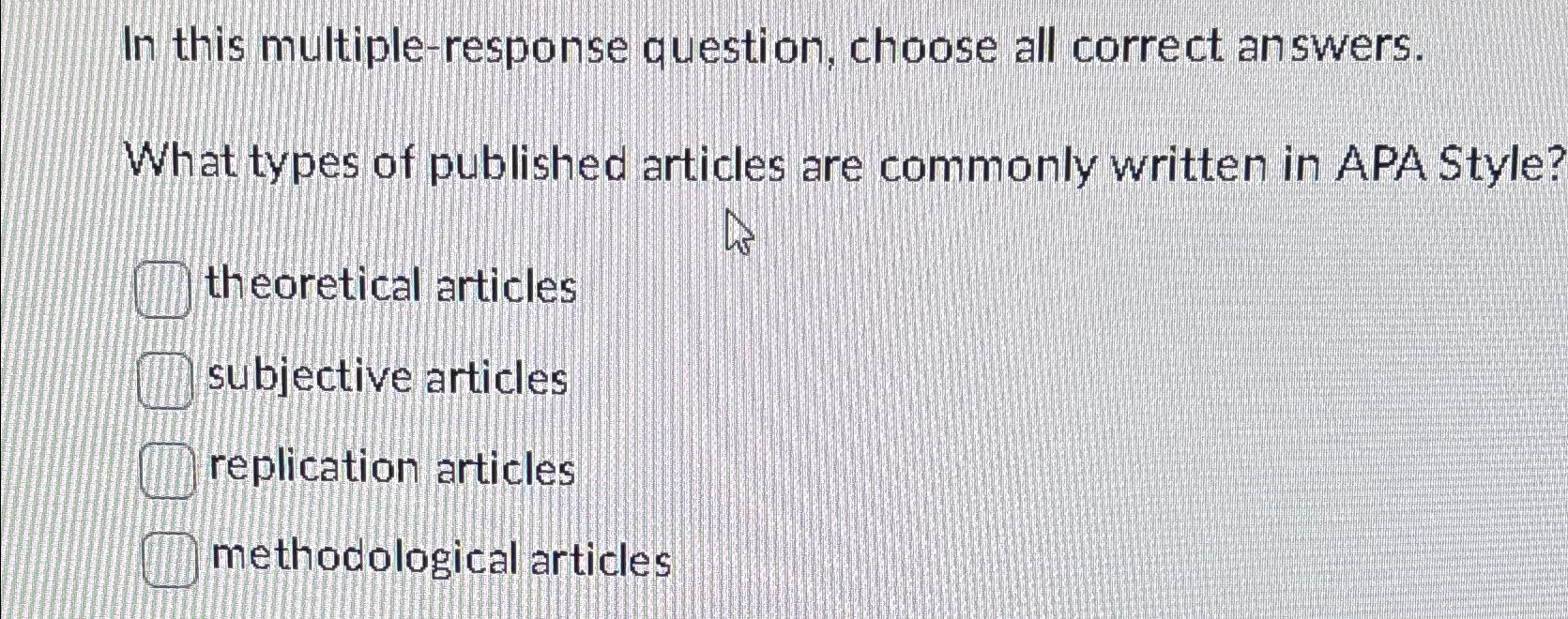 Solved In this multiple-response question, choose all | Chegg.com