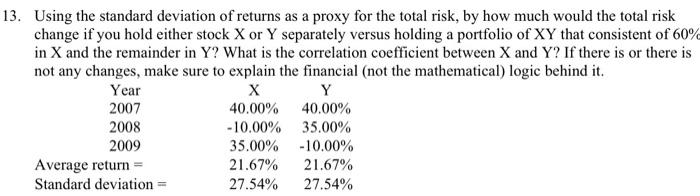Solved 3. Using the standard deviation of returns as a proxy | Chegg.com