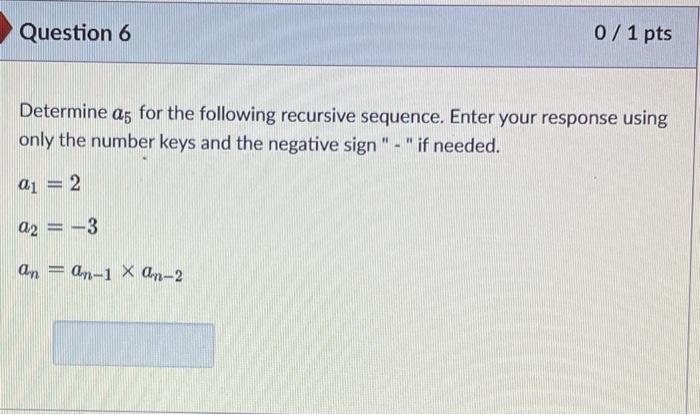Solved Determine a5 for the following recursive sequence. | Chegg.com