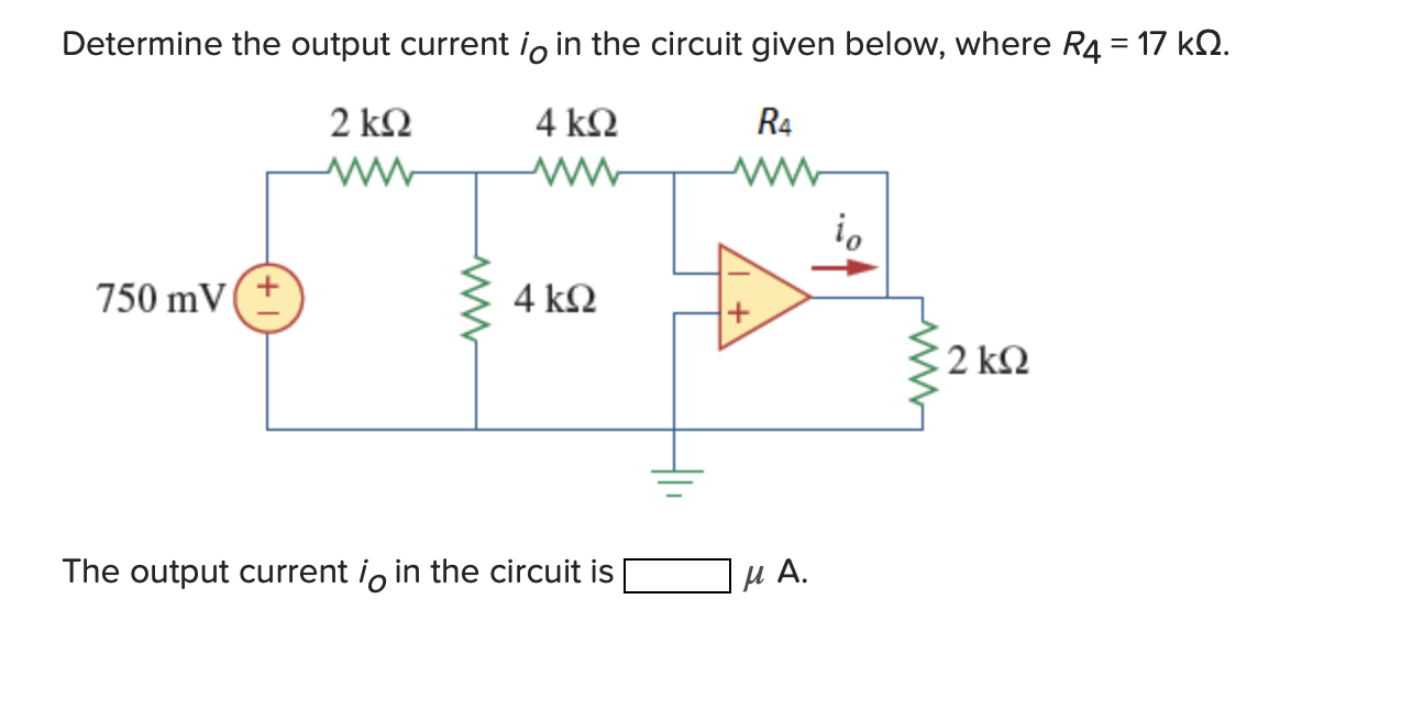 Solved Determine the output current iO in ﻿the circuit given | Chegg.com