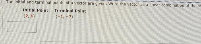 Solved The initial and terminal points of a vector are | Chegg.com