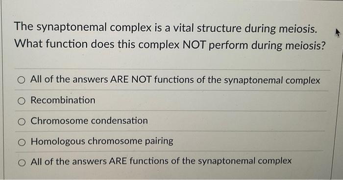 Solved The synaptonemal complex is a vital structure during | Chegg.com
